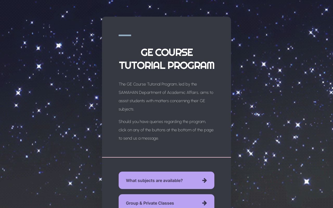 GE Course Tutorial Program